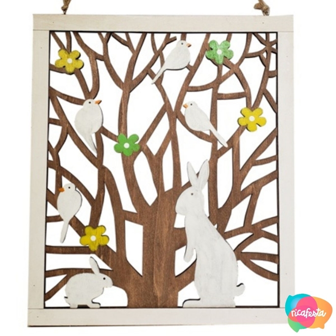 QUADRO RABBIT MADEIRA 24X28CM - QUADRO RABBIT - RICA FESTAS