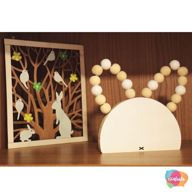 QUADRO RABBIT MADEIRA 24X28CM - QUADRO RABBIT - RICA FESTAS