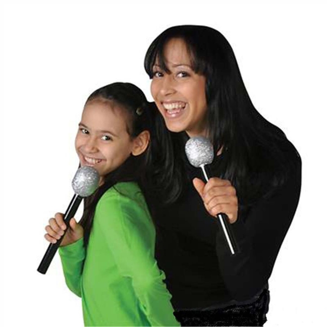 MICROFONE PLASTICO C/ GLITTER 25CM - MICROFONE BRILHANTE - RICA FESTAS