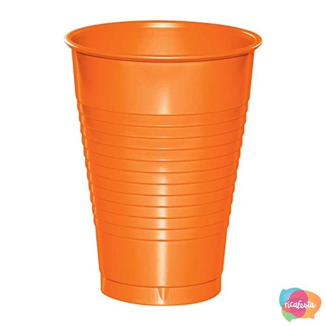 COPO PLÁSTICO 354ML LARANJA - COPO DE PLÁSTICO COM 20 UNID - RICA FESTAS