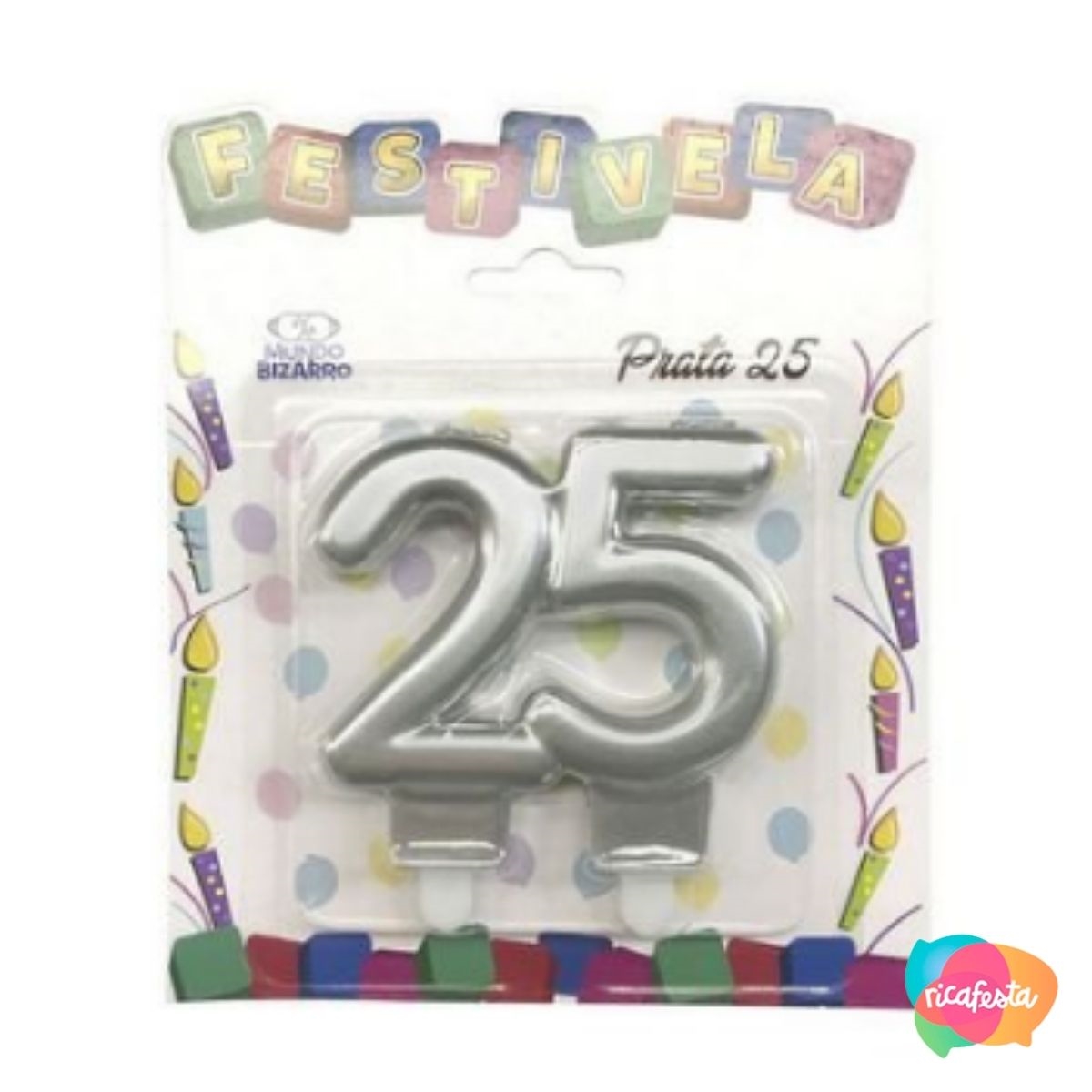 VELA 25 ANOS PRATA - VELA 25 ANOS PRATA - RICA FESTAS